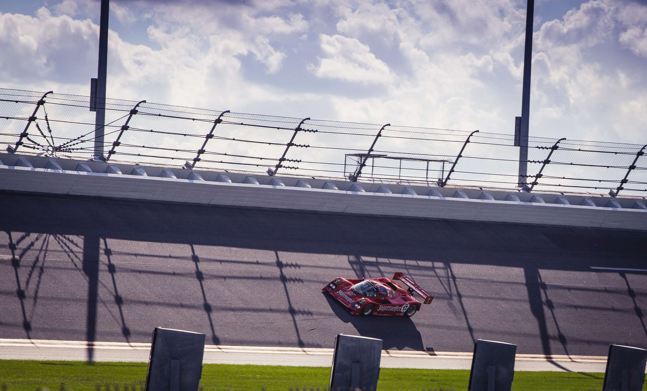 Daytona's banking is so big it makes racing cars look like slot cars