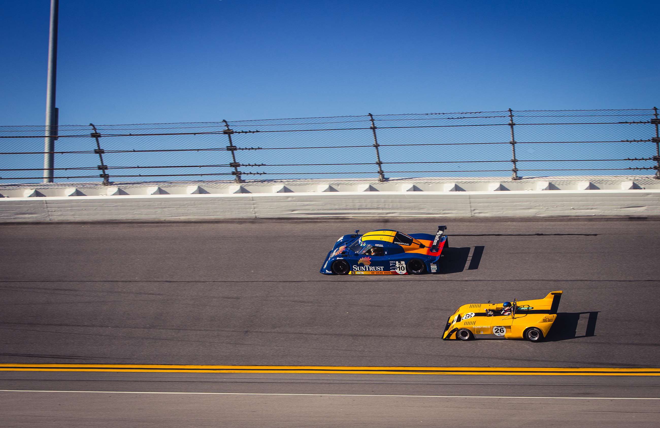 Daytona's banking is so big it makes racing cars look like slot cars