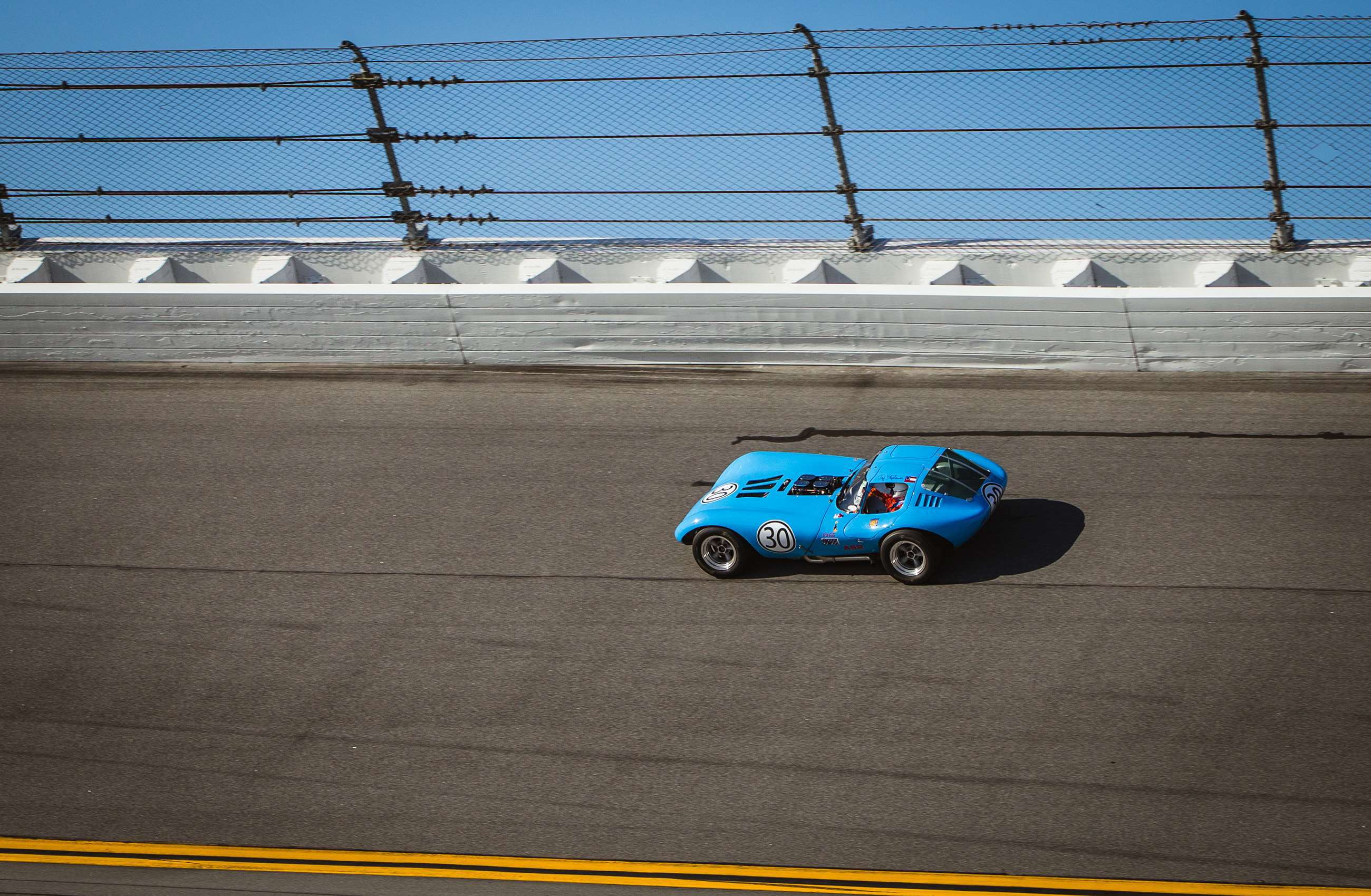 Daytona's banking is so big it makes racing cars look like slot cars